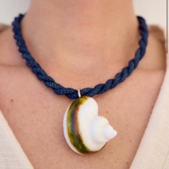 Zara | Jewelry | Zara Collar Concha Denim Necklace Seashell New | Poshmark
